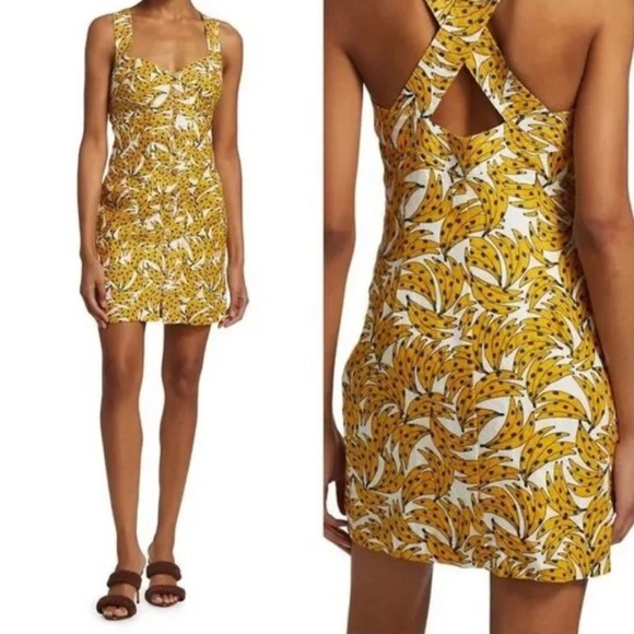 FARM Rio | Dresses | Nwt Farm Rio Linen Spotted Bananas Dress | Poshmark